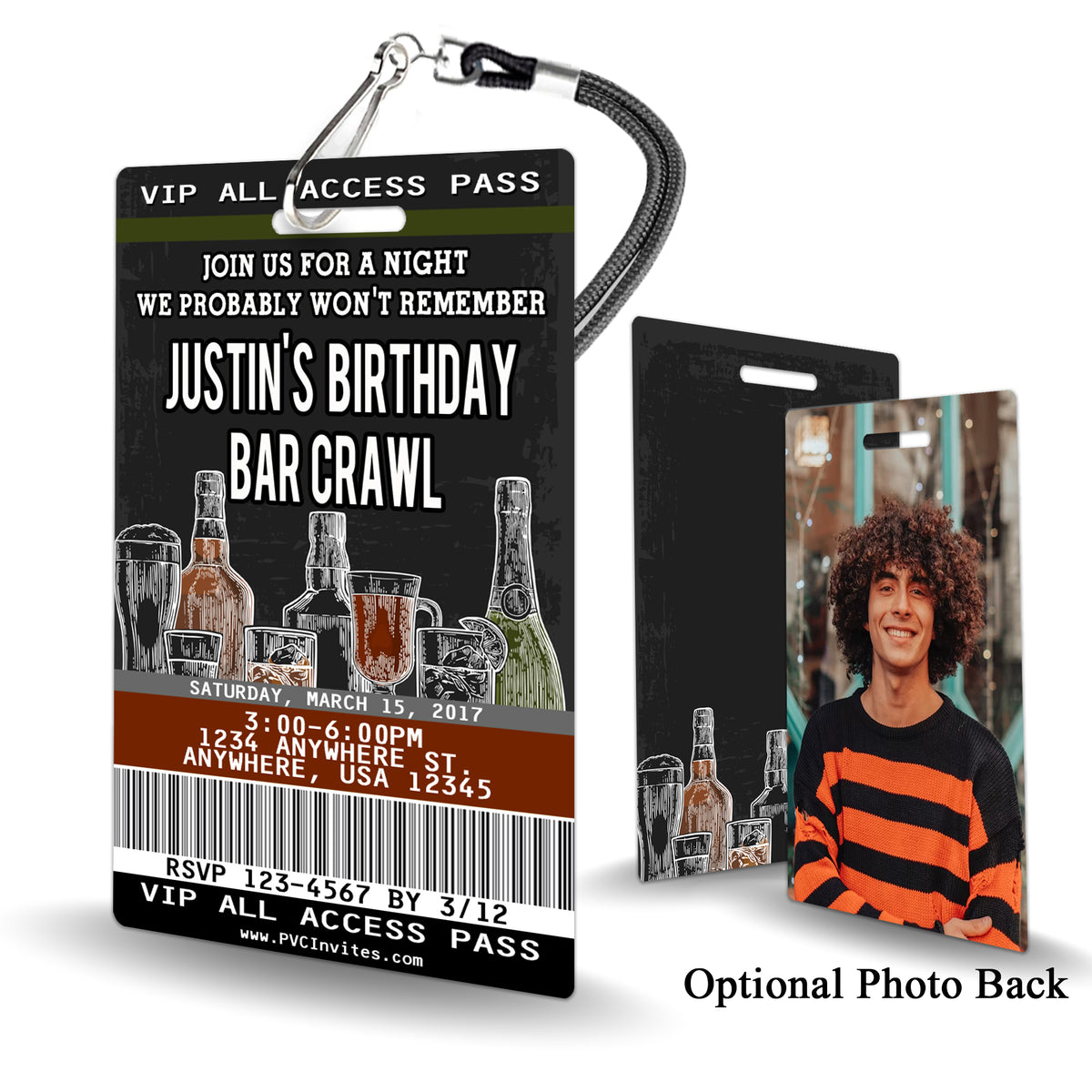 Bar Crawl Birthday Invitation - PVC Invites - VIP Birthday Invitations
