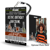 Bar Crawl Birthday Invitation - PVC Invites - VIP Birthday Invitations