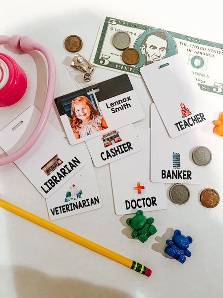 BUNDLE Dramatic Play Wallet and Occupation Badge Sets (13 Cards) - PVC ...