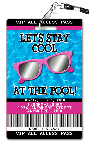 Pool Party Birthday Invitations - PVC Invites - VIP Birthday Invitations