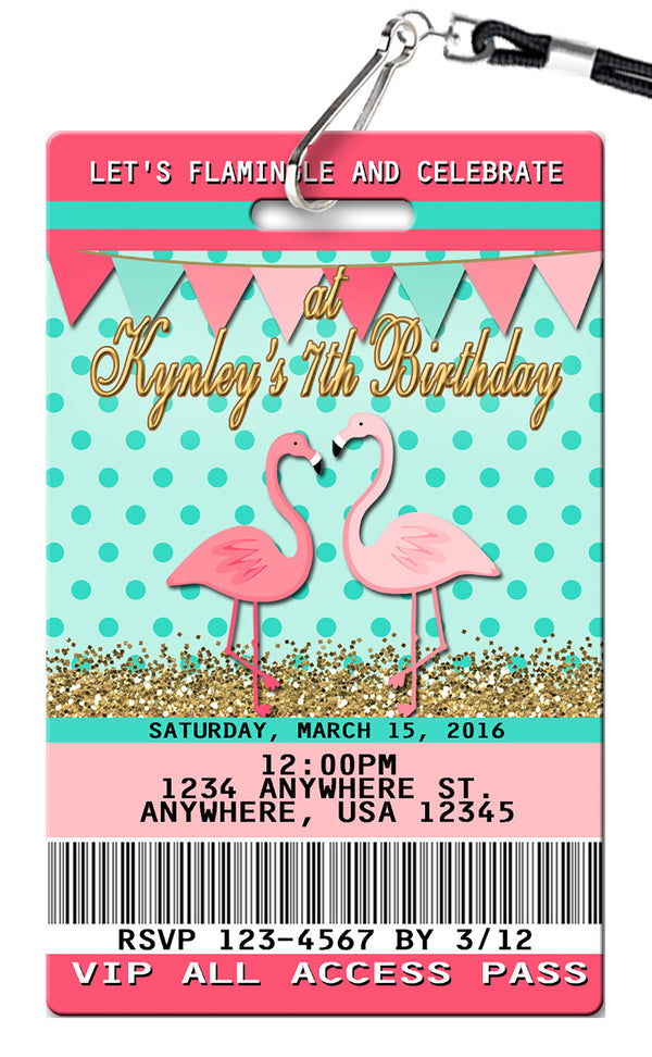 Flamingo Birthday Invitations - PVC Invites - VIP Birthday Invitations